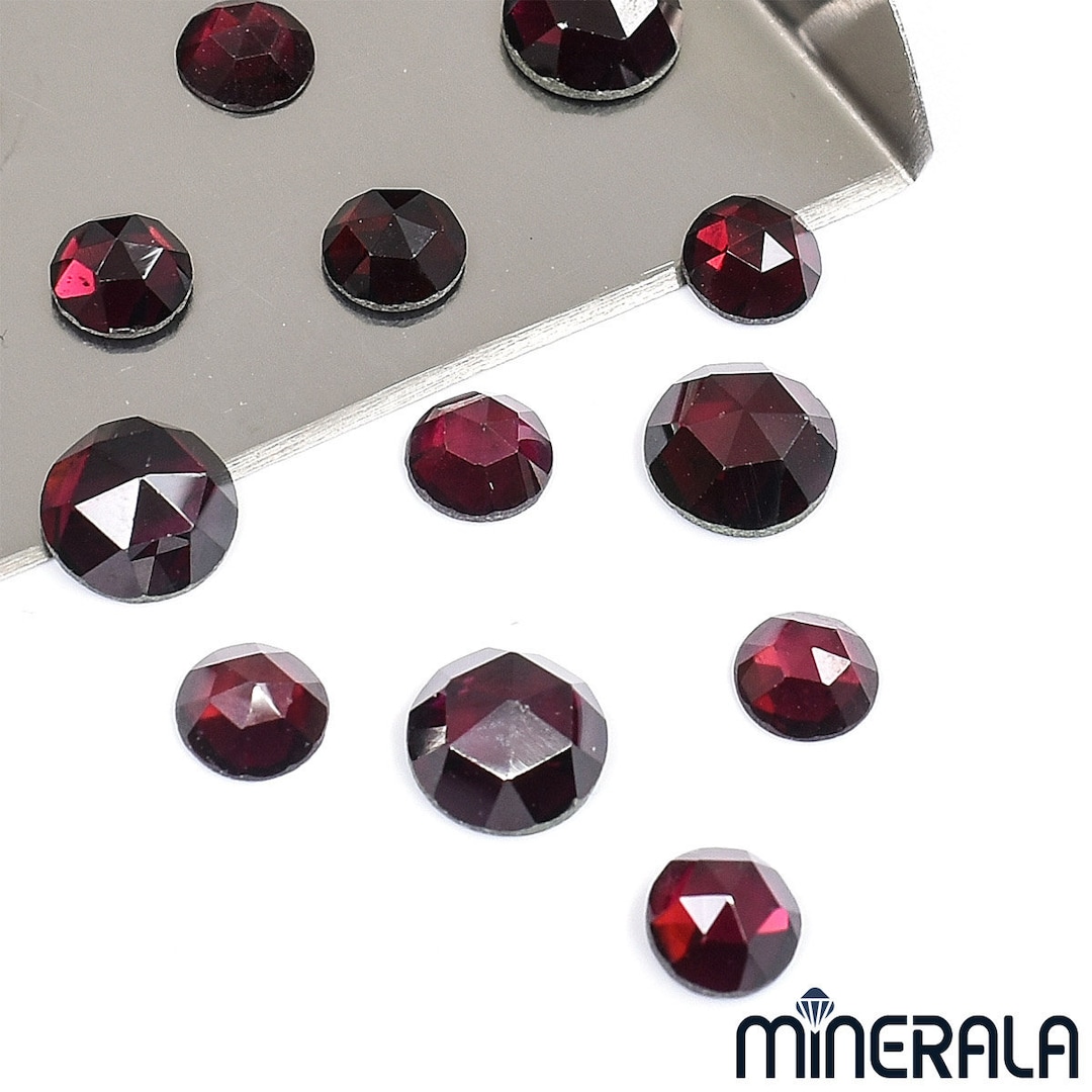 Natural Red Garnet Gemstone Round Shape Rose Cut 2mm 2.25mm 2.5mm 3mm 3 ...