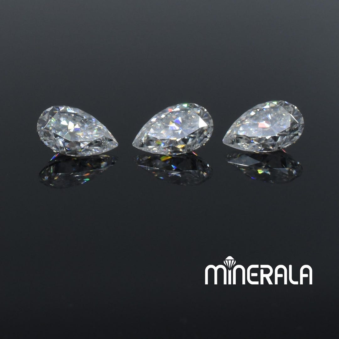 CVD Lab Grown Diamonds Pear Shape Faceted 2x3mm 3x4mm 3x5mm D-F Vs ...