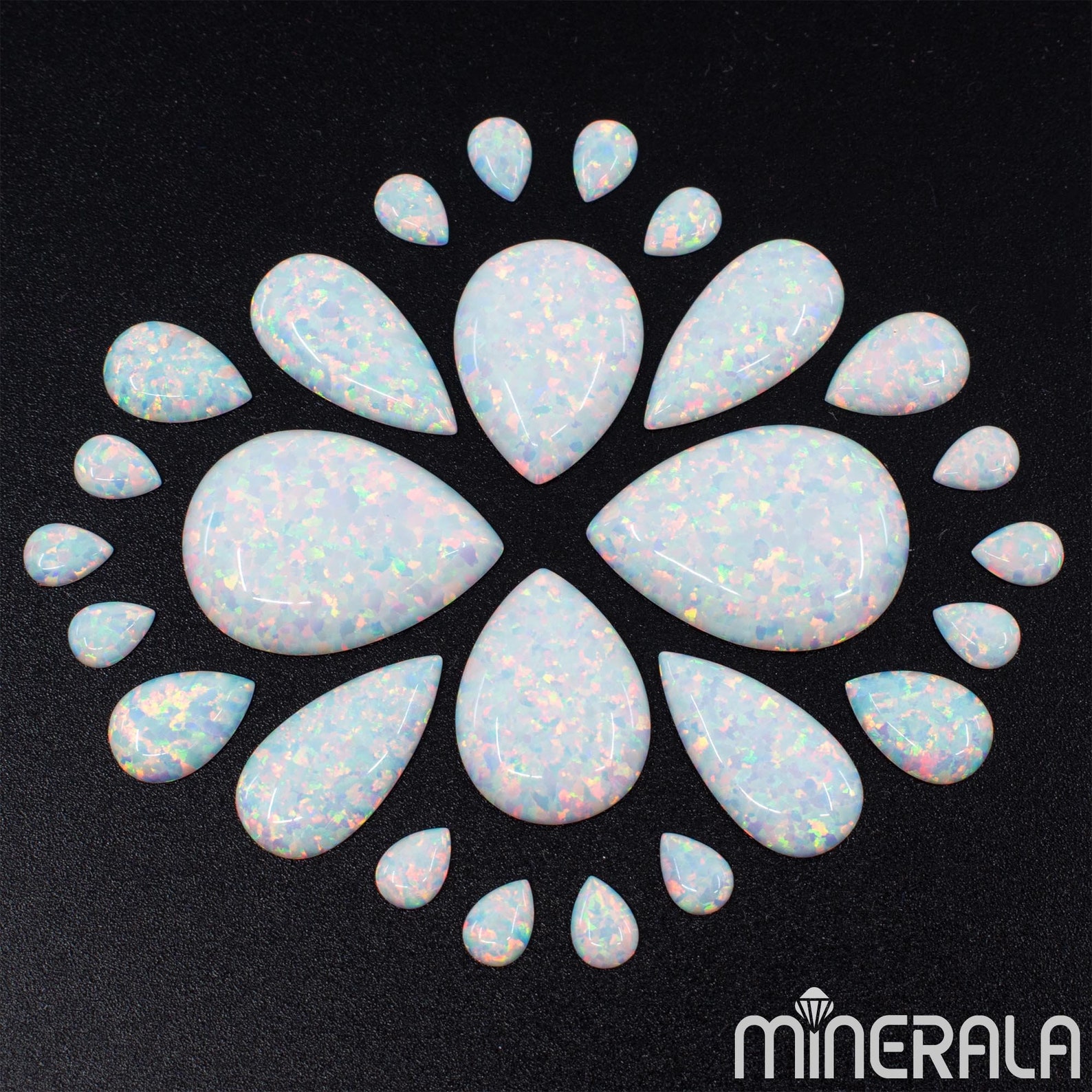 White Pear Shape Synthetic Lab Created Sparkling Loose Opal - Etsy