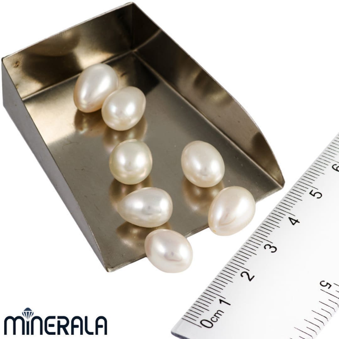 Natural Freshwater White Drop Teardrop Pearl Half Drilled Loose 9.5mm ...