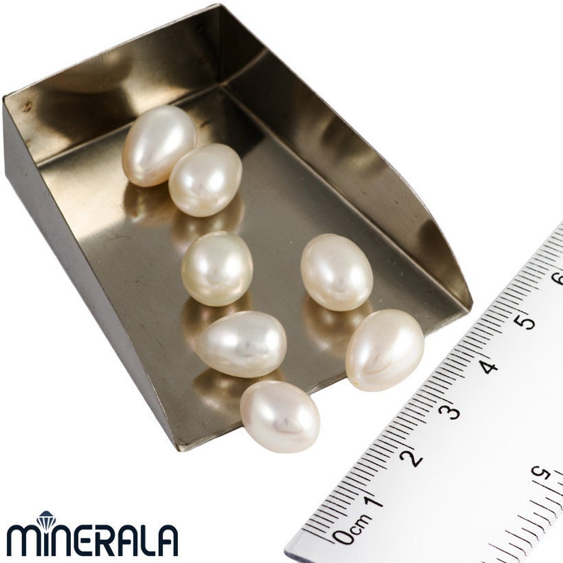 Natural Freshwater White Drop Teardrop Pearl Half Drilled Loose 9.5mm ...