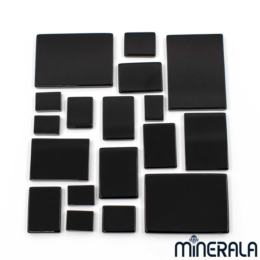 Natural Black Onyx Rectangle Shape Flat Top Gemstone for Inlay Various ...