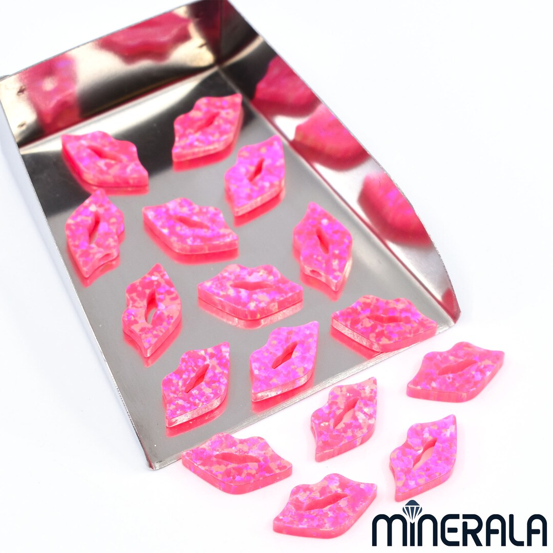 Synthetic Lab Created Opal Pink Lips Shape Beads Full Drilled WP02784 ...
