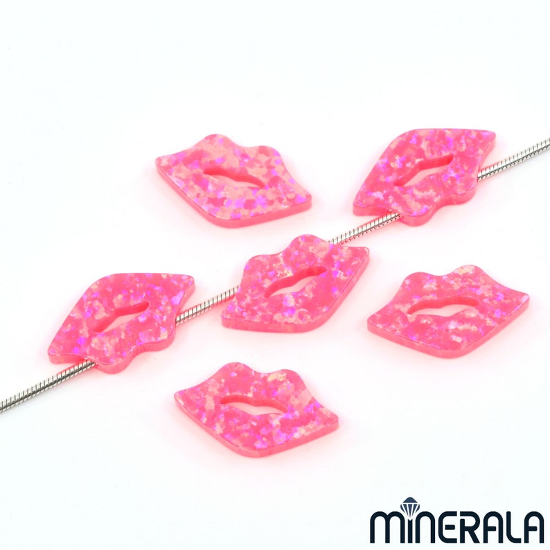 Synthetic Lab Created Opal Pink Lips Shape Beads Full Drilled WP02784 ...