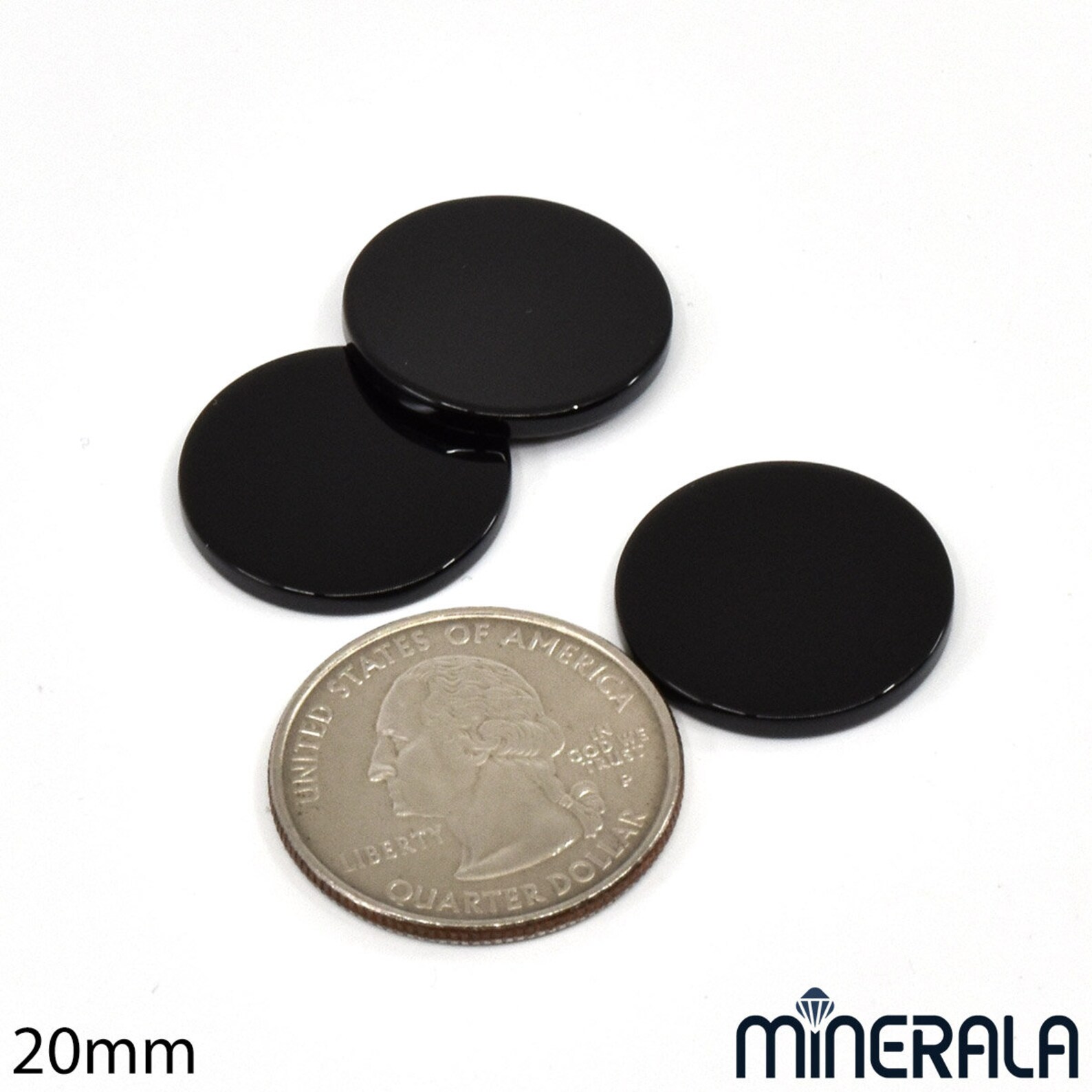Natural Black Onyx Round Coin Discs Flat Top Loose Gemstone for Inlay ...