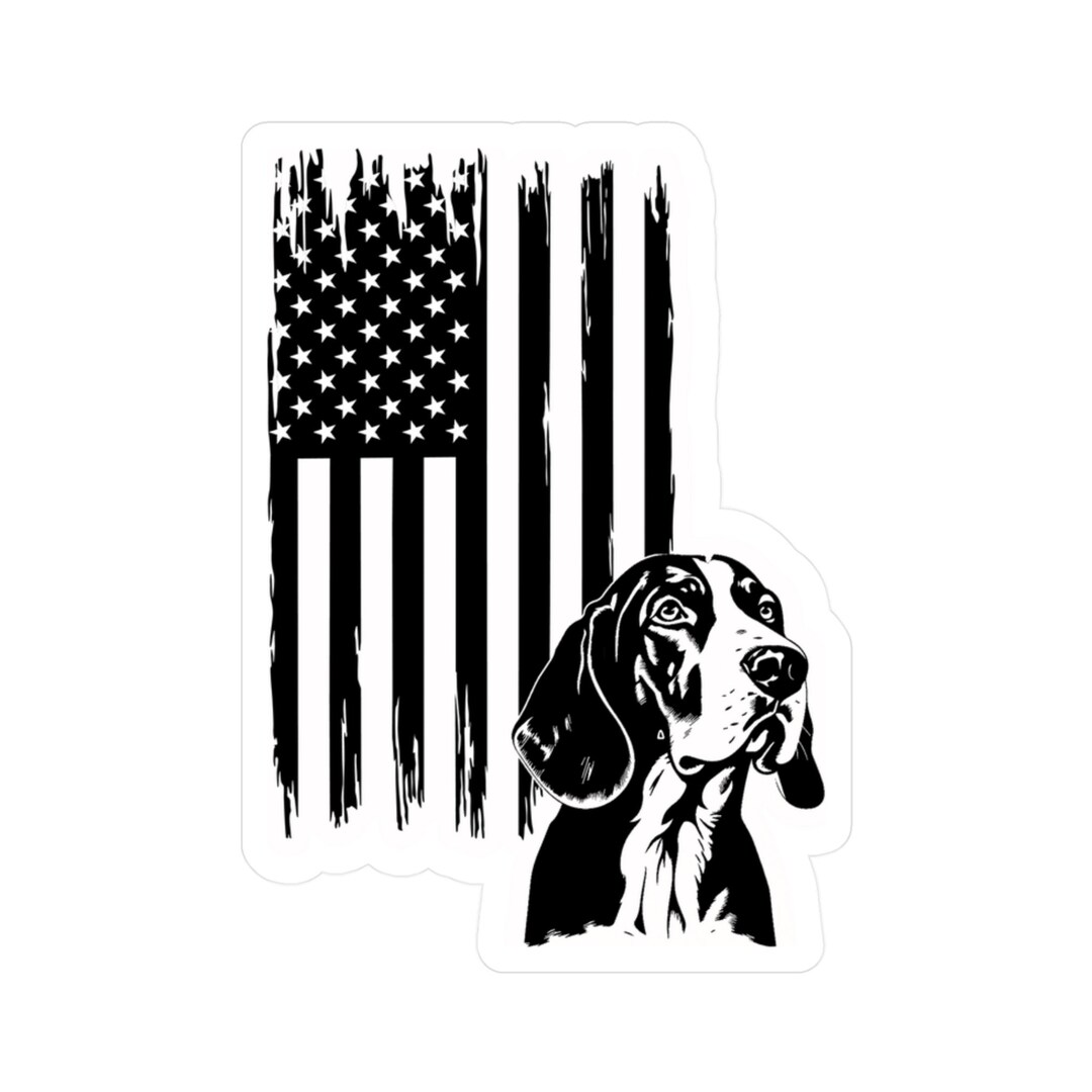 Treeing Coonhound Rustic American Flag Dog Sticker Die Cut Vinyl ...