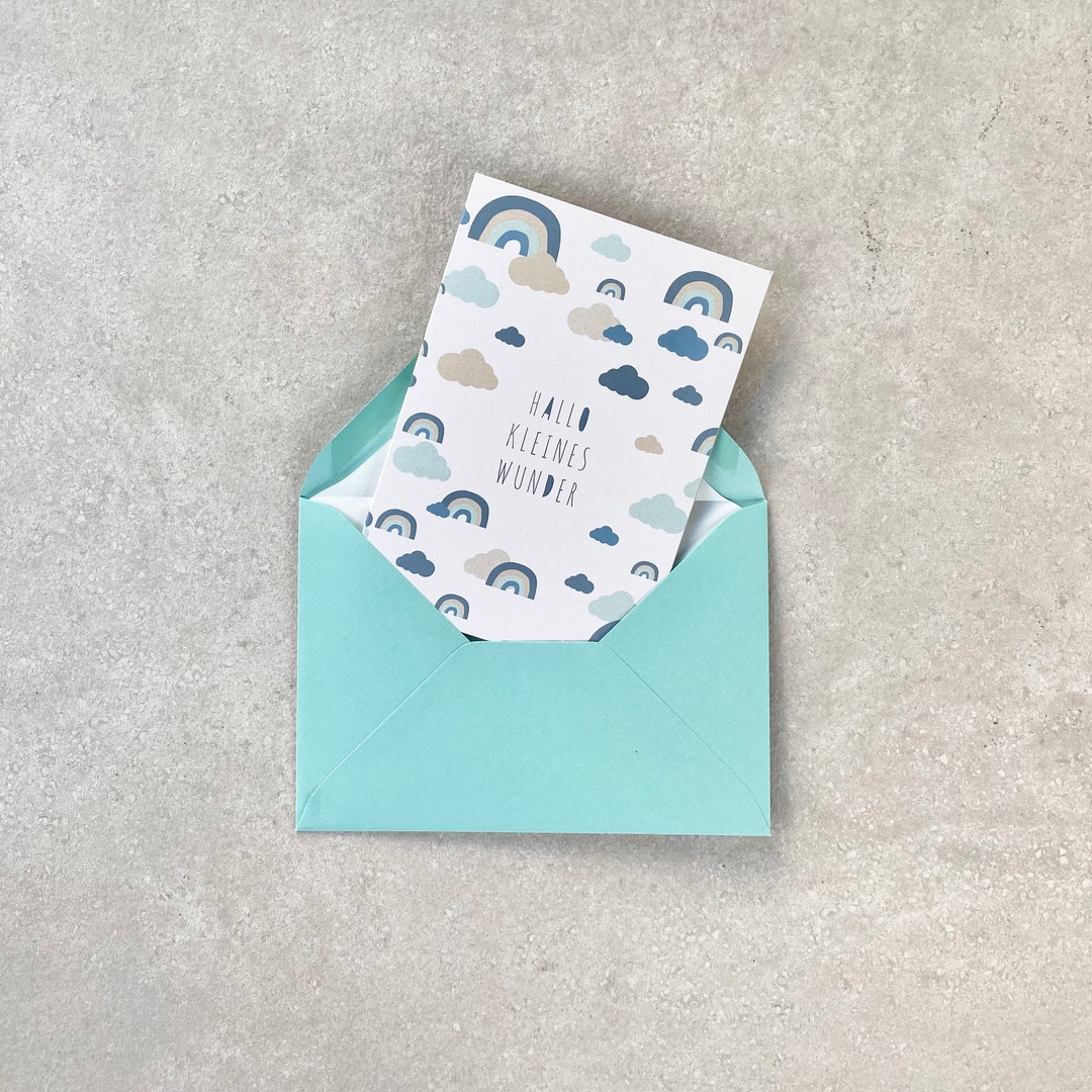 Greeting Card Folding Card NOAH Birth Rainbow Sky Envelope - Etsy