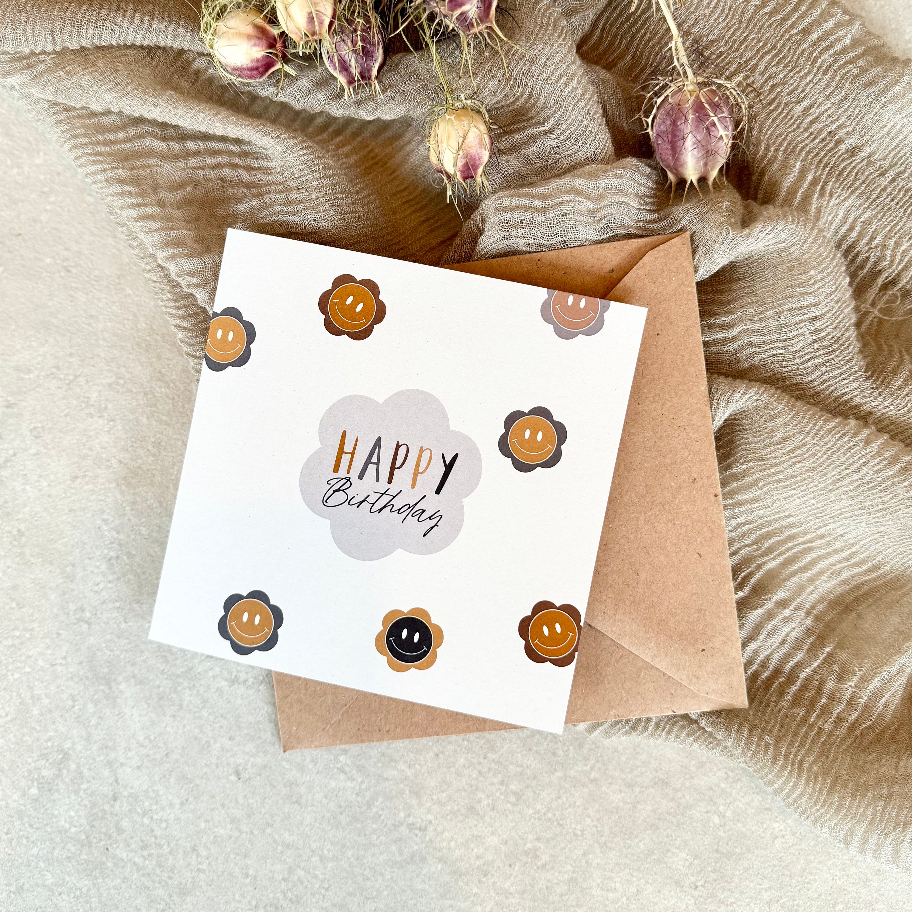 Congratulations card folding card SQUARE DAISY birthday envelope