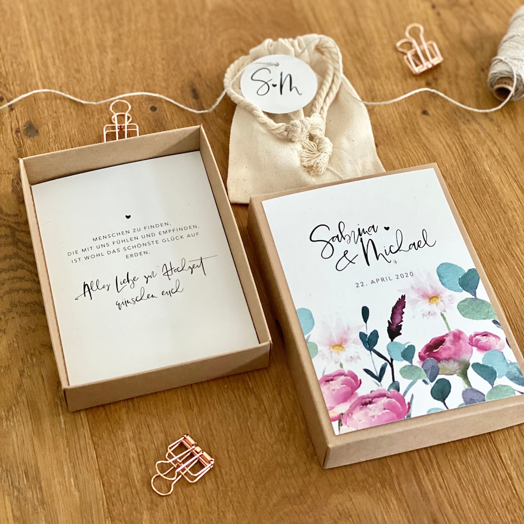 Gift Box EMMA Money Gift Wedding Personalized Pendant With - Etsy