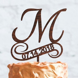 M Cake Topper Wedding Cake Topper Date Personalized Cake - Etsy