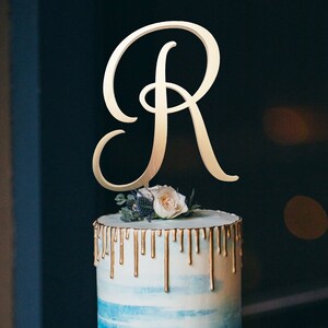 R Cake Topper, Wedding Cake Topper, Monogram Cake Topper, Initials Cake ...