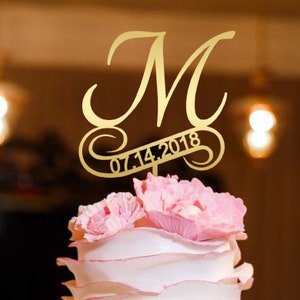 M Cake Topper Wedding Cake Topper Date Personalized Cake - Etsy