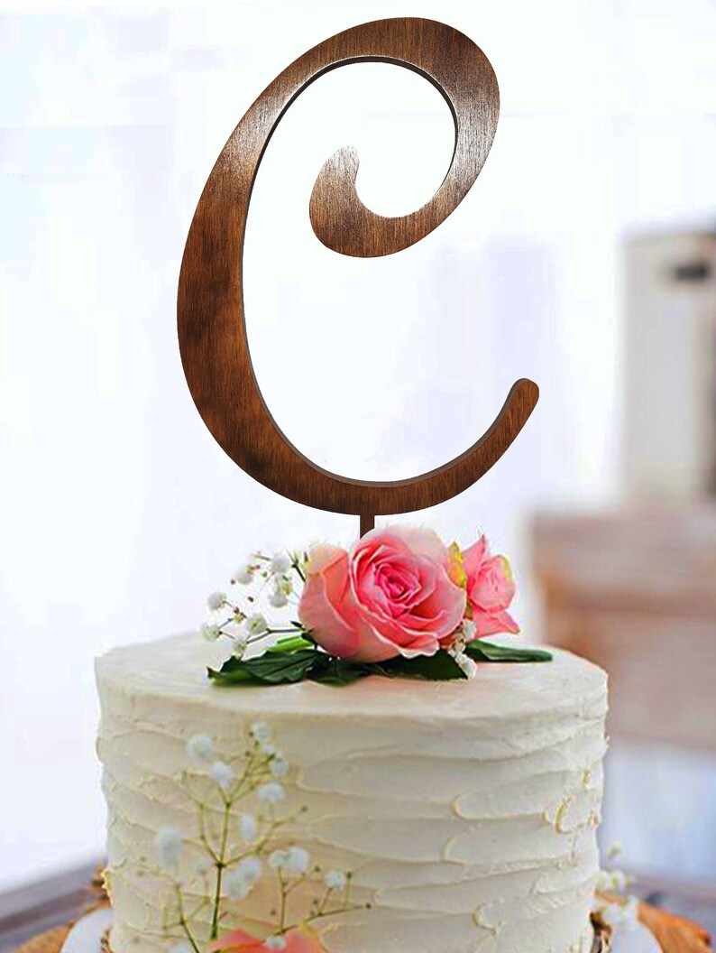 Rustic Monogram Wedding Cake Topper: Birch Wood Initial - Etsy