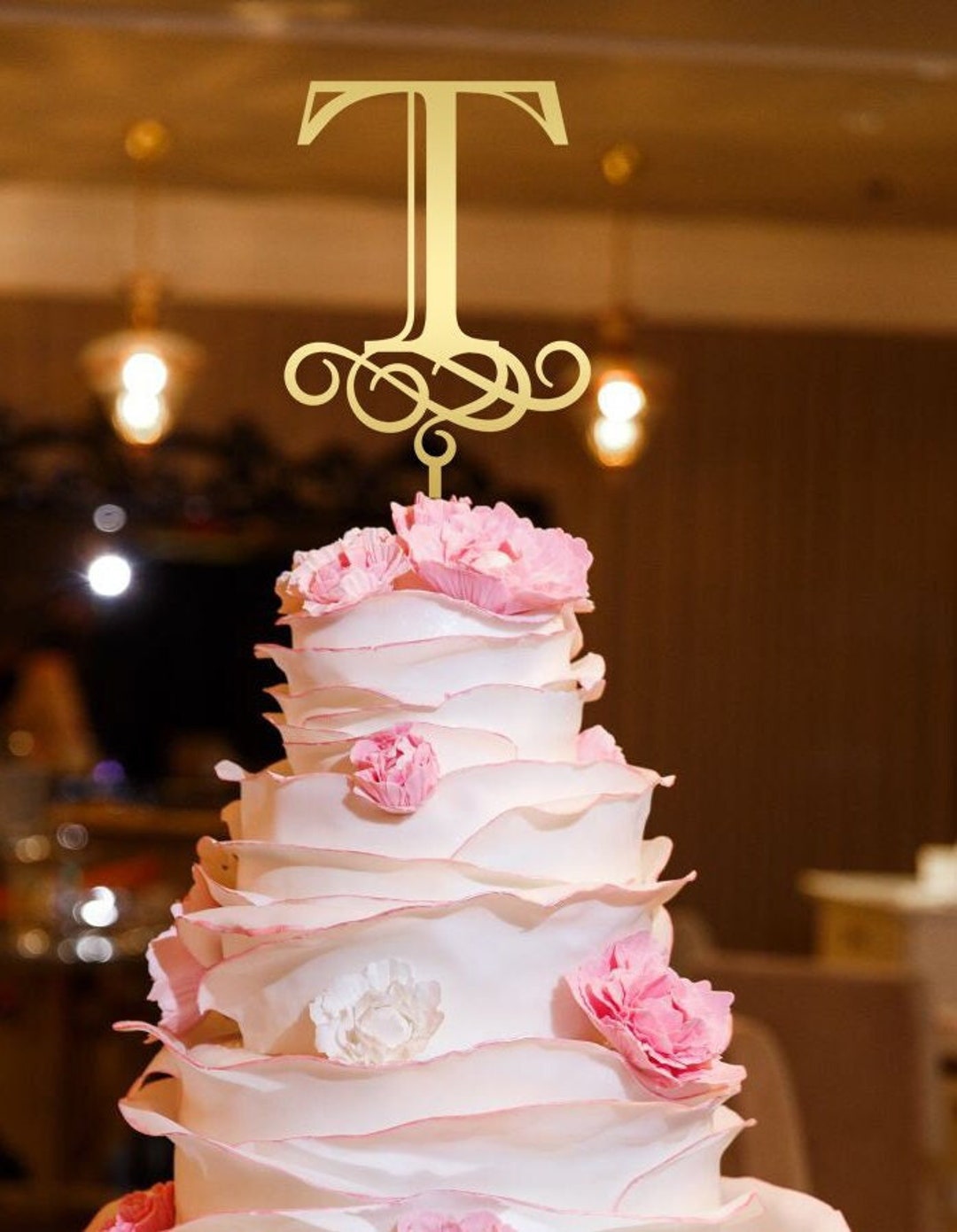 T Cake Topper, Wedding Cake Topper, Initials Cake Topper, Custom Cake ...