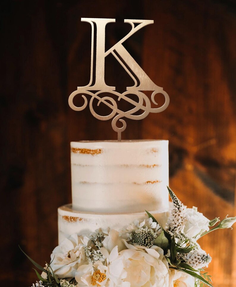 G Cake Topper, Custom Initial Wedding Cake Topper, Rustic Personalized ...