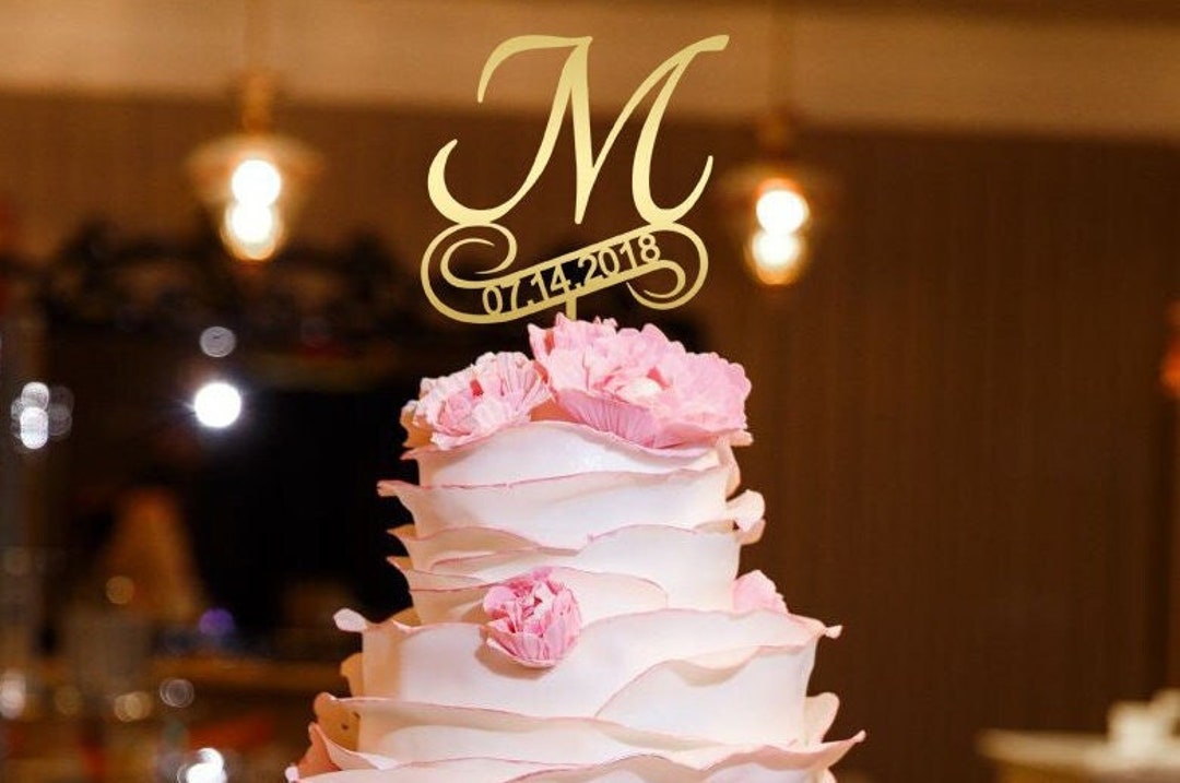 M Cake Topper Wedding Cake Topper Date Personalized Cake - Etsy