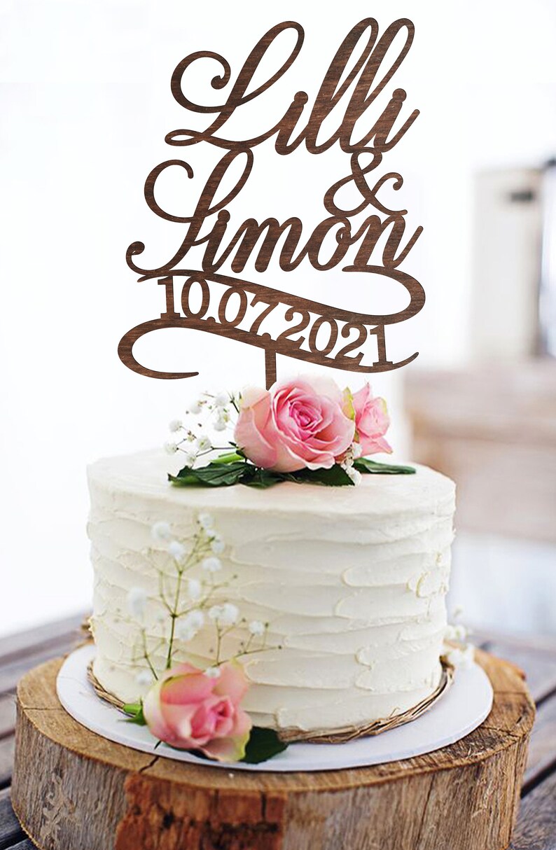 Gold wedding cake topper Wedding cake topper Custom cake | Etsy