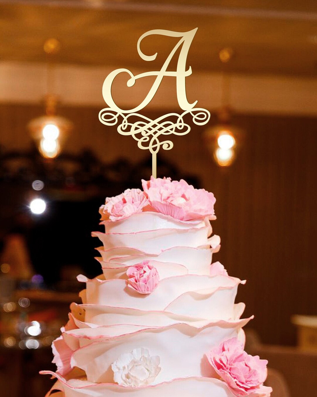 Initials Wedding Cake Topper, Letter Cake Topper, Monogram Rustic ...