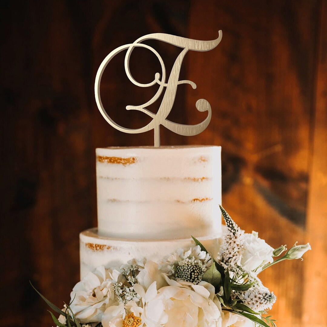 E Cake Topper, Wedding Cake Topper, Initials Cake Topper, Personalised ...