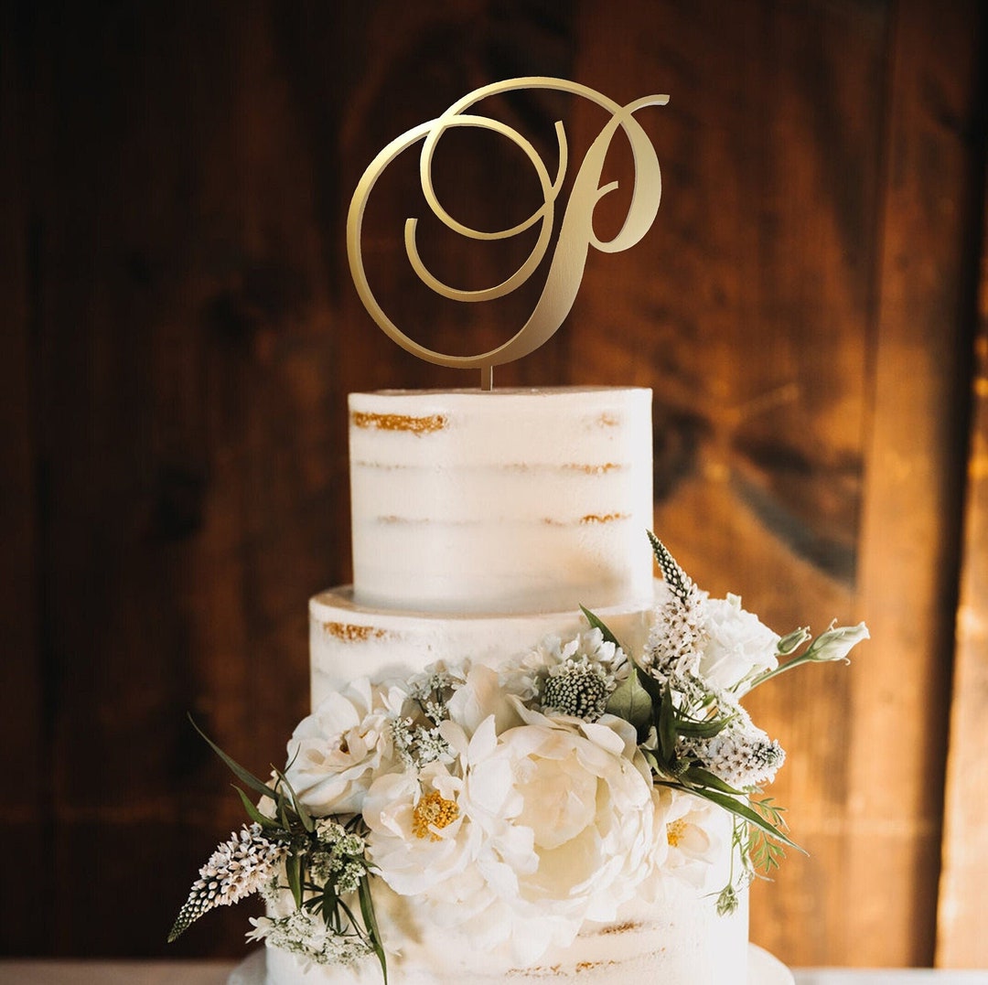 Wedding Cake Topper, P Cake Topper, Initials Cake Topper, Single Letter ...