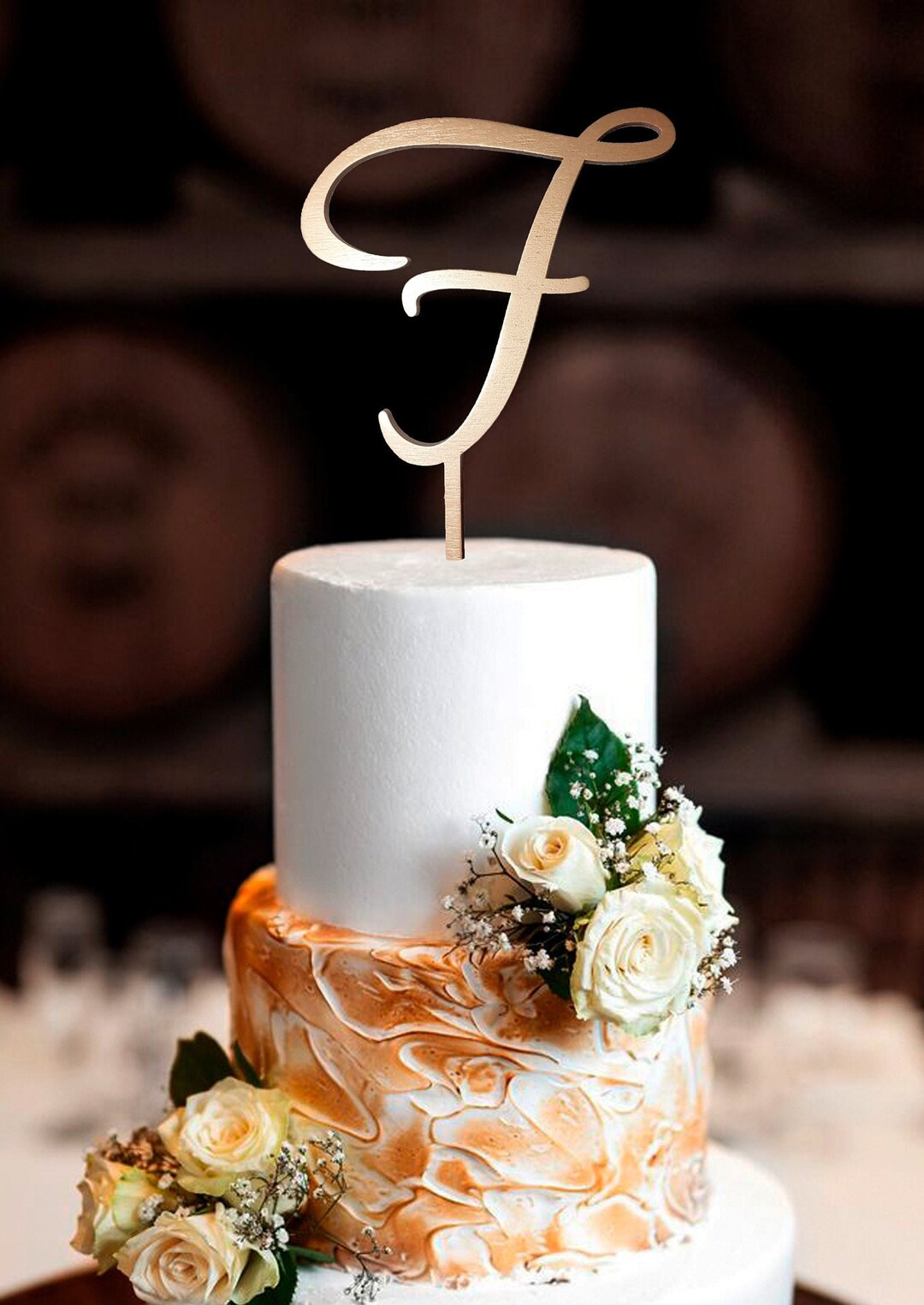 Initials Monogram Cake Topper, Rustic Wedding Cake Topper, Custom ...