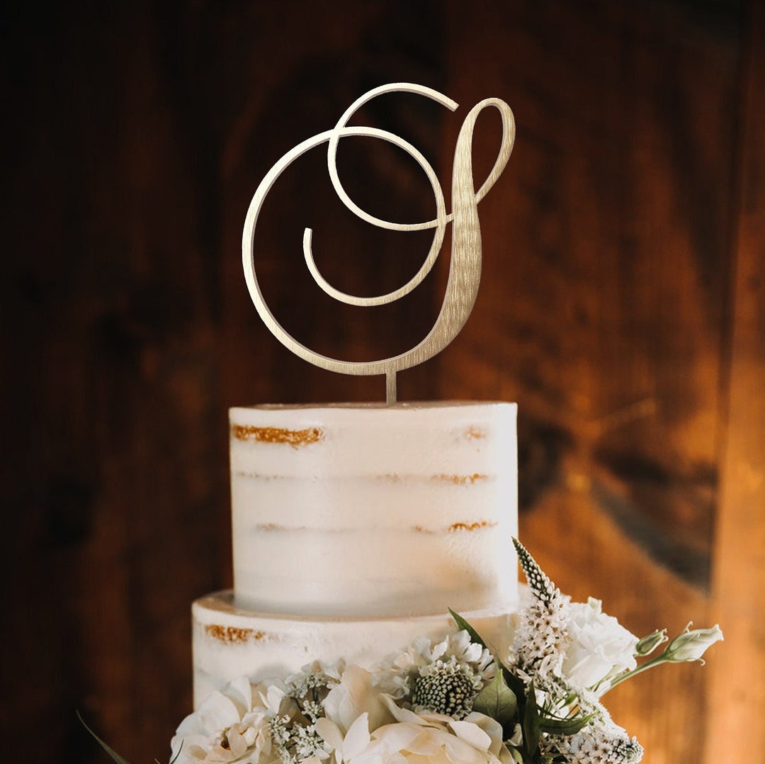 S Cake Topper, Initials Monogram Wedding Cake Topper, Rustic Cake ...