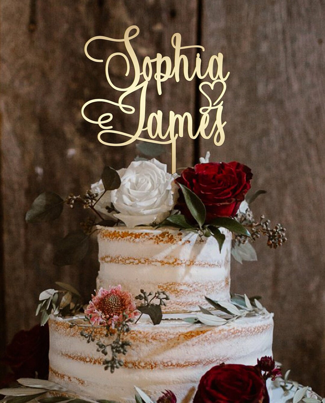 Wedding Cake Topper, Custom Cake Topper, Mr and Mrs Cake Topper, Rustic ...