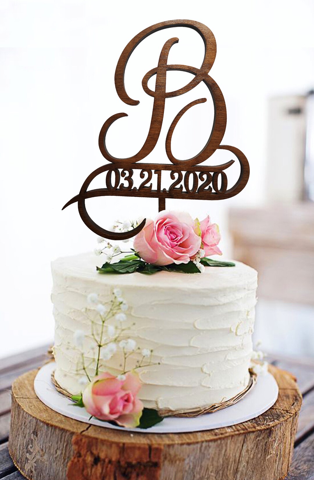 Wedding Cake Topper,initials Rustic Cake Topper,b Caketopper,monogram ...