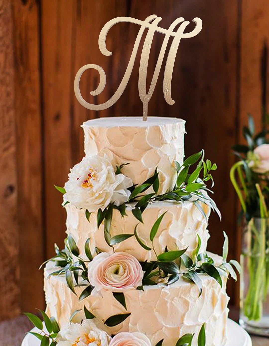 Initials Monogram Topper Rustic Wedding Cake Topper, Custom Cake Topper ...