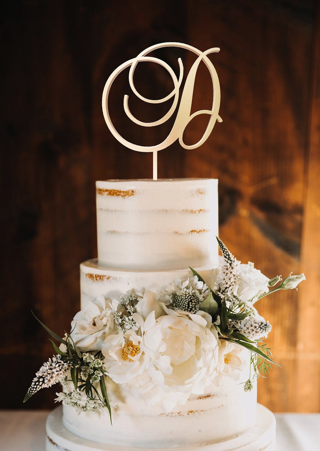 Gold Wedding Cake Topper,monogram Cake Topper, Initials Cake Topper ...