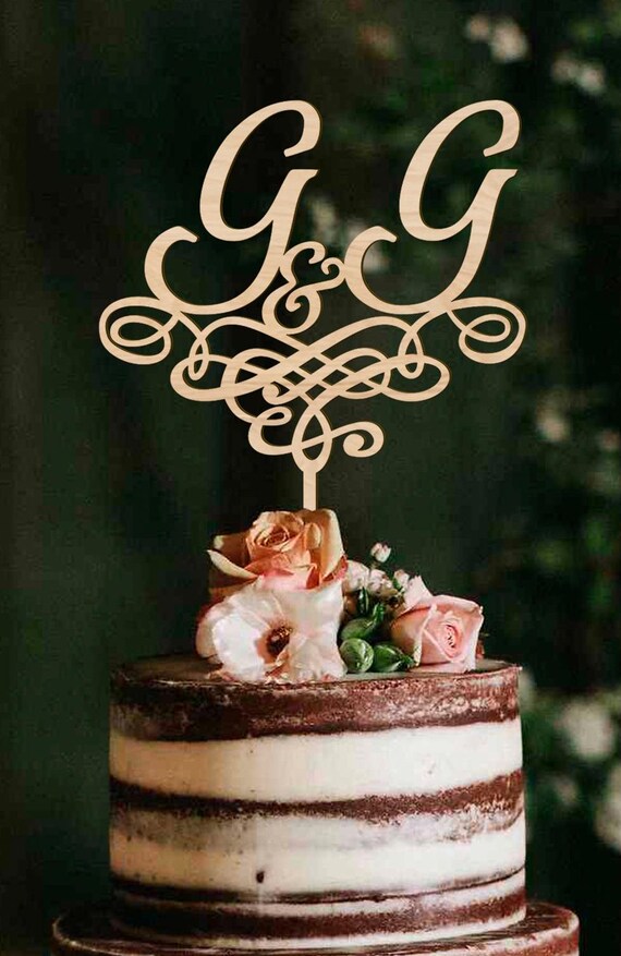 Vintage Monogram Wedding Cake Toppers Valentine's Day Monogram Cake