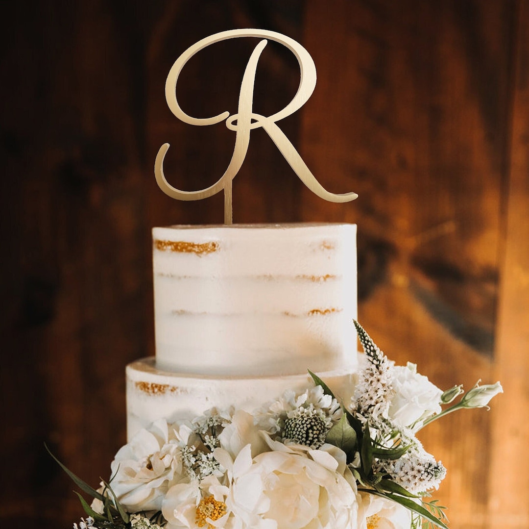 Wedding Cake Topper, Initials Wedding Cake Topper, R Cake Topper ...