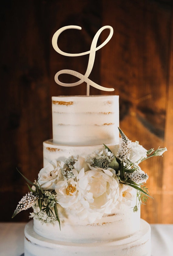 Rustic Initial Cake Topper Monogram Cake Topper