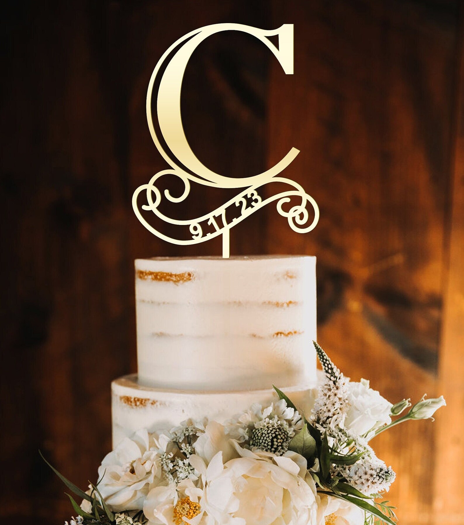 Personalized Wedding Cake Topper: Initial Monogram, Rustic Mr & Mrs - Etsy