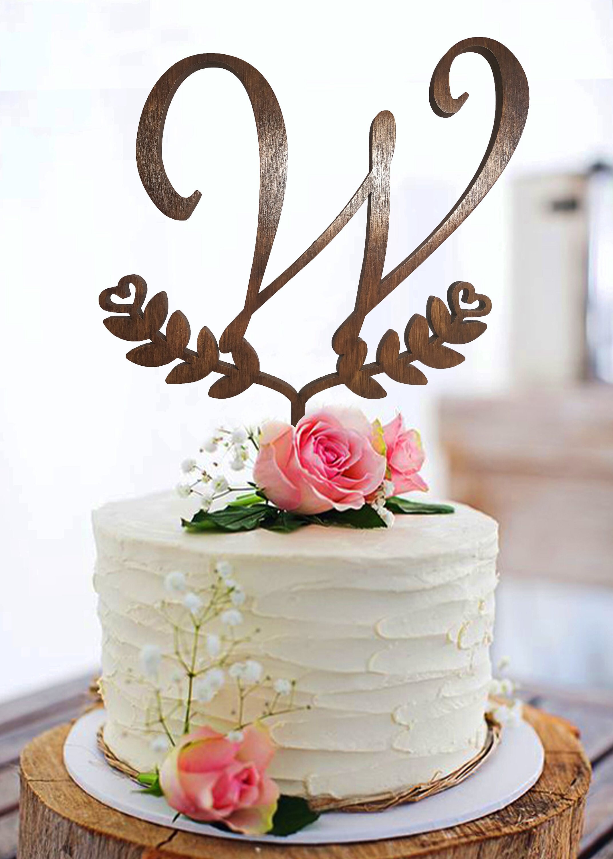 W Monogram Wedding Cake Toppers