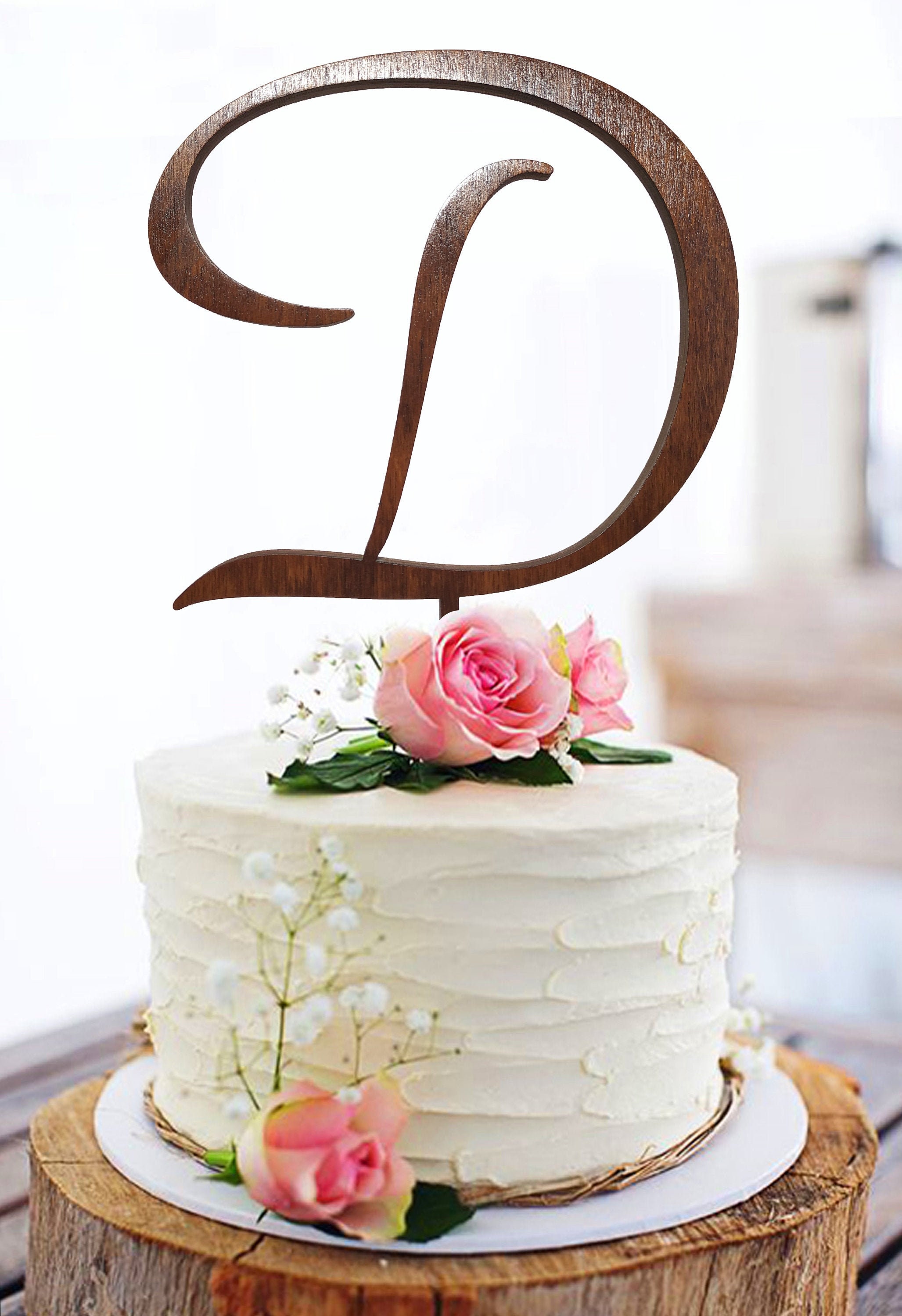 Monogram Cake Topper Wood Cake Topper for Wedding Rustic Cake Topper ...