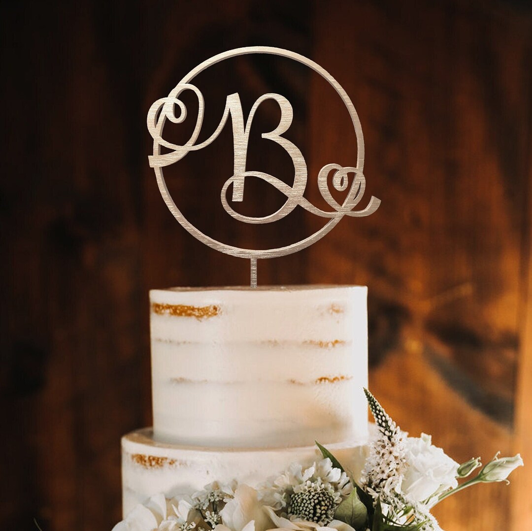 Wedding Cake Topper, Gold Single Letters Cake Topper, Custom Cake ...