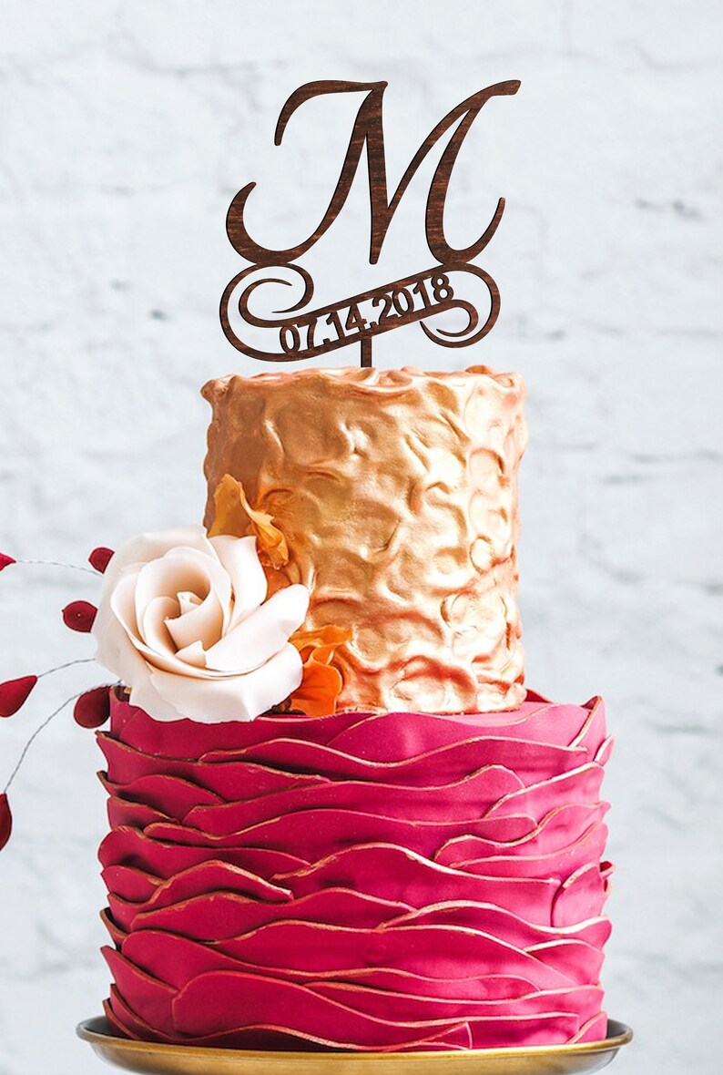 M Cake Topper Wedding Cake Topper Date Personalized Cake - Etsy