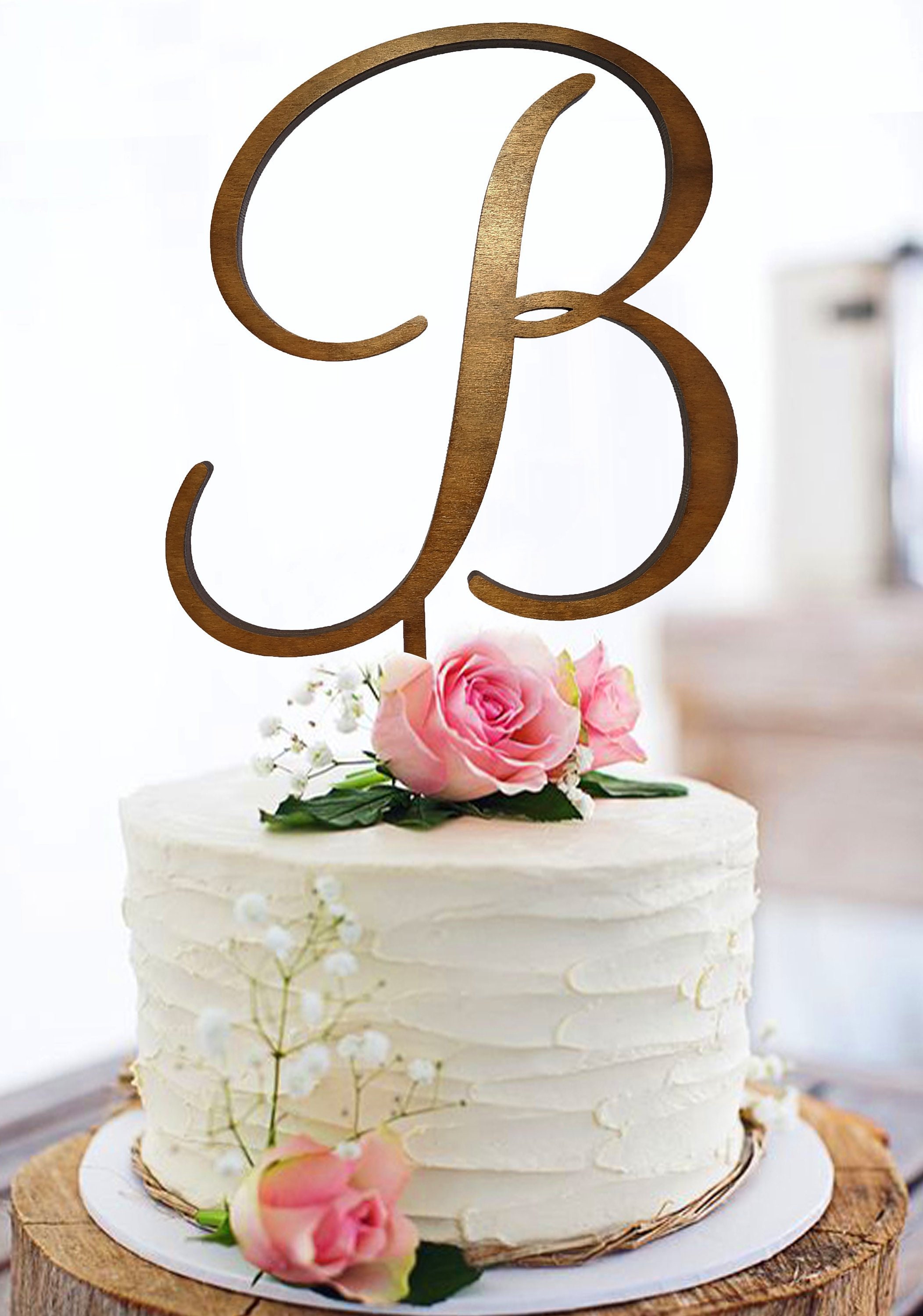 Paper & Party Supplies Large Monogram Letter B script Cake Topper in ...
