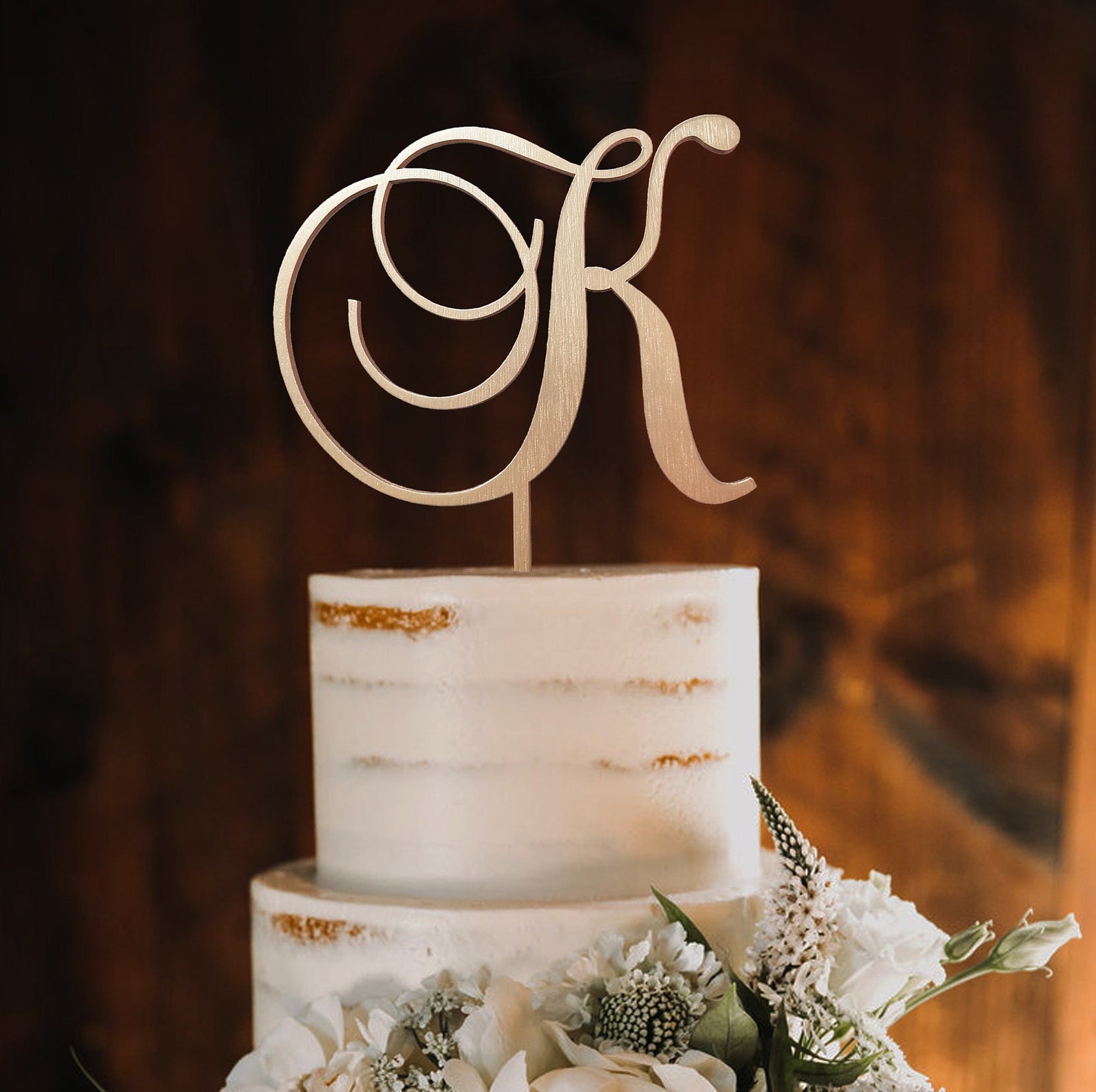 E Cake Topper, Wedding Cake Topper, Initials Cake Topper, Personalised ...