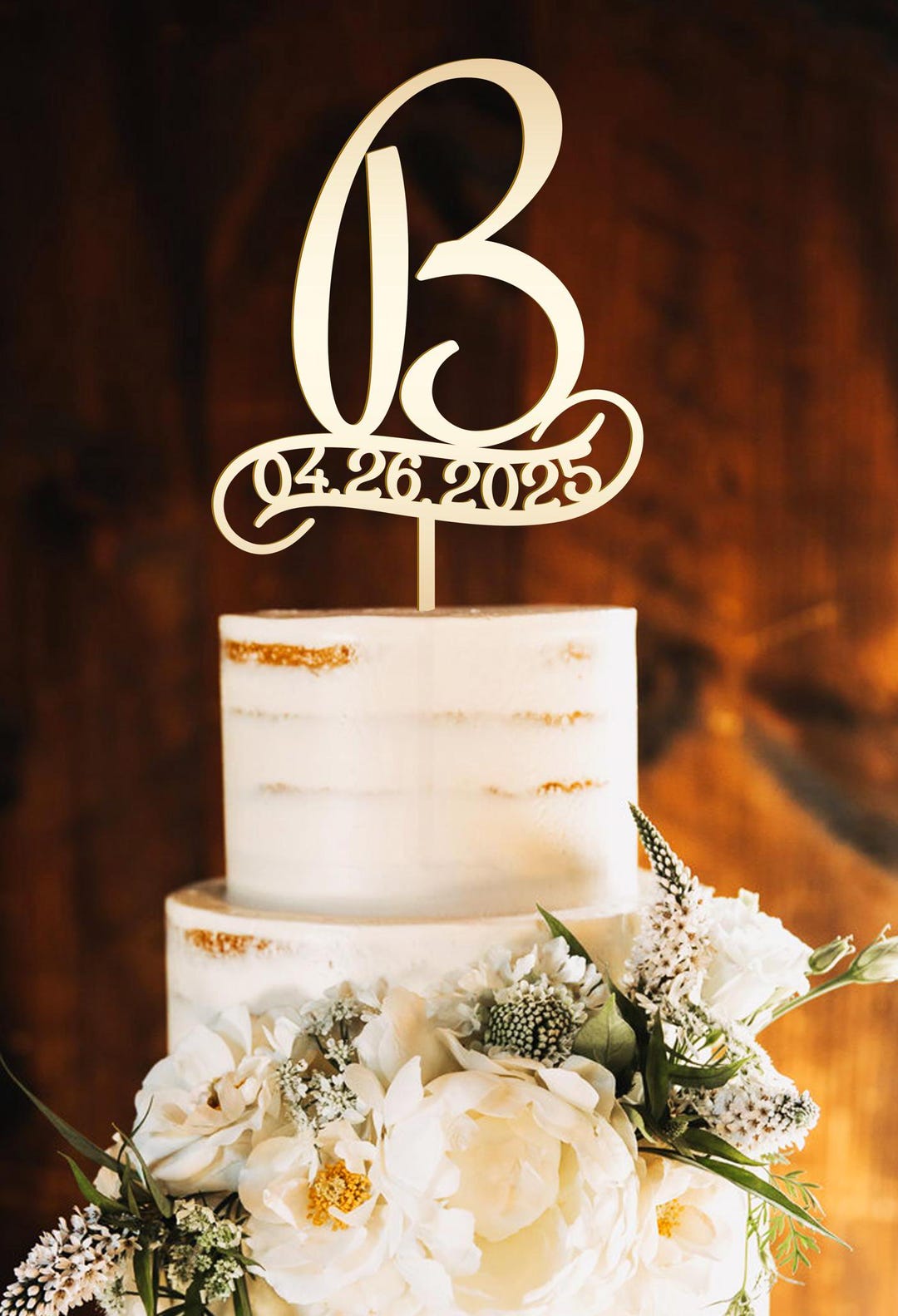 Custom Initial Wedding Cake Toppers, Gold Cake Topper for Wedding ...