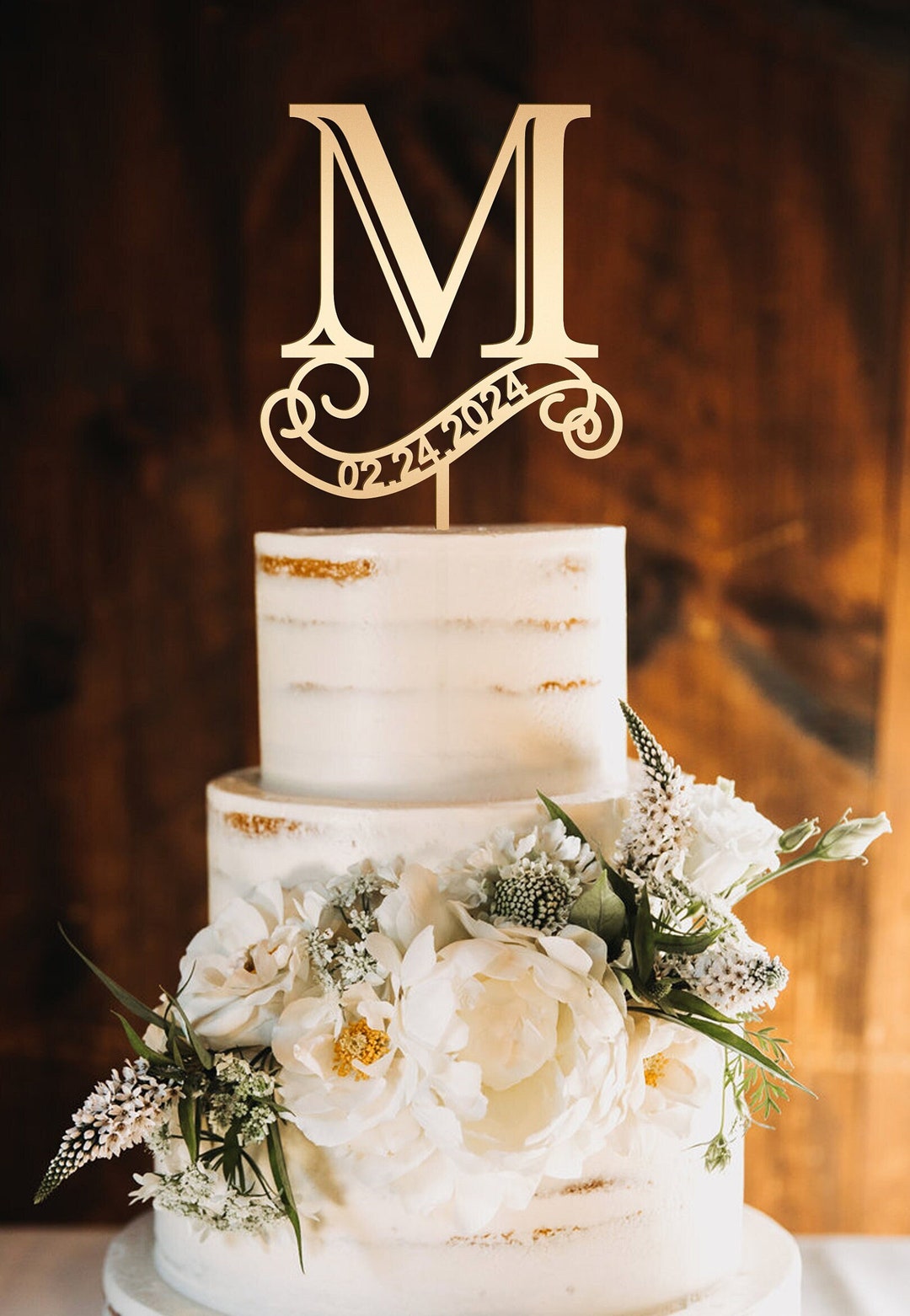 Wedding Cake Topper, M Cake Topper, Initials Monogram Topper Rustic ...