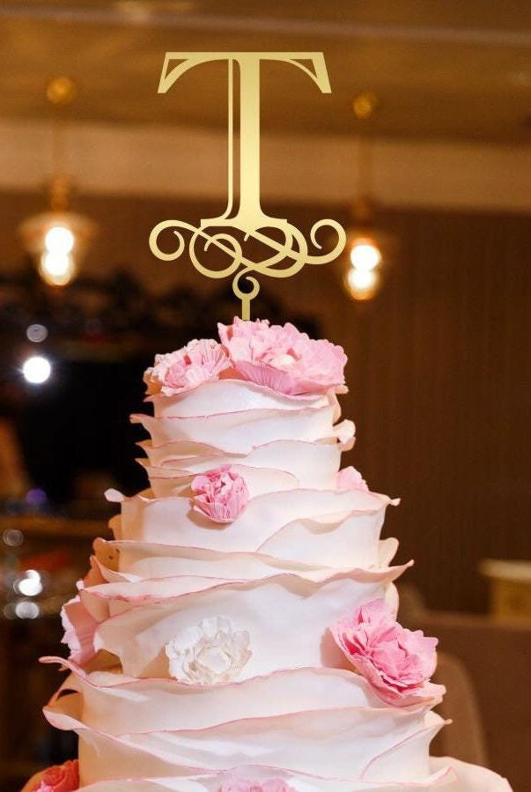 Gold Wedding Cake Topper, Monogram Cake Topper, Mr and Mrs Cake Topper ...