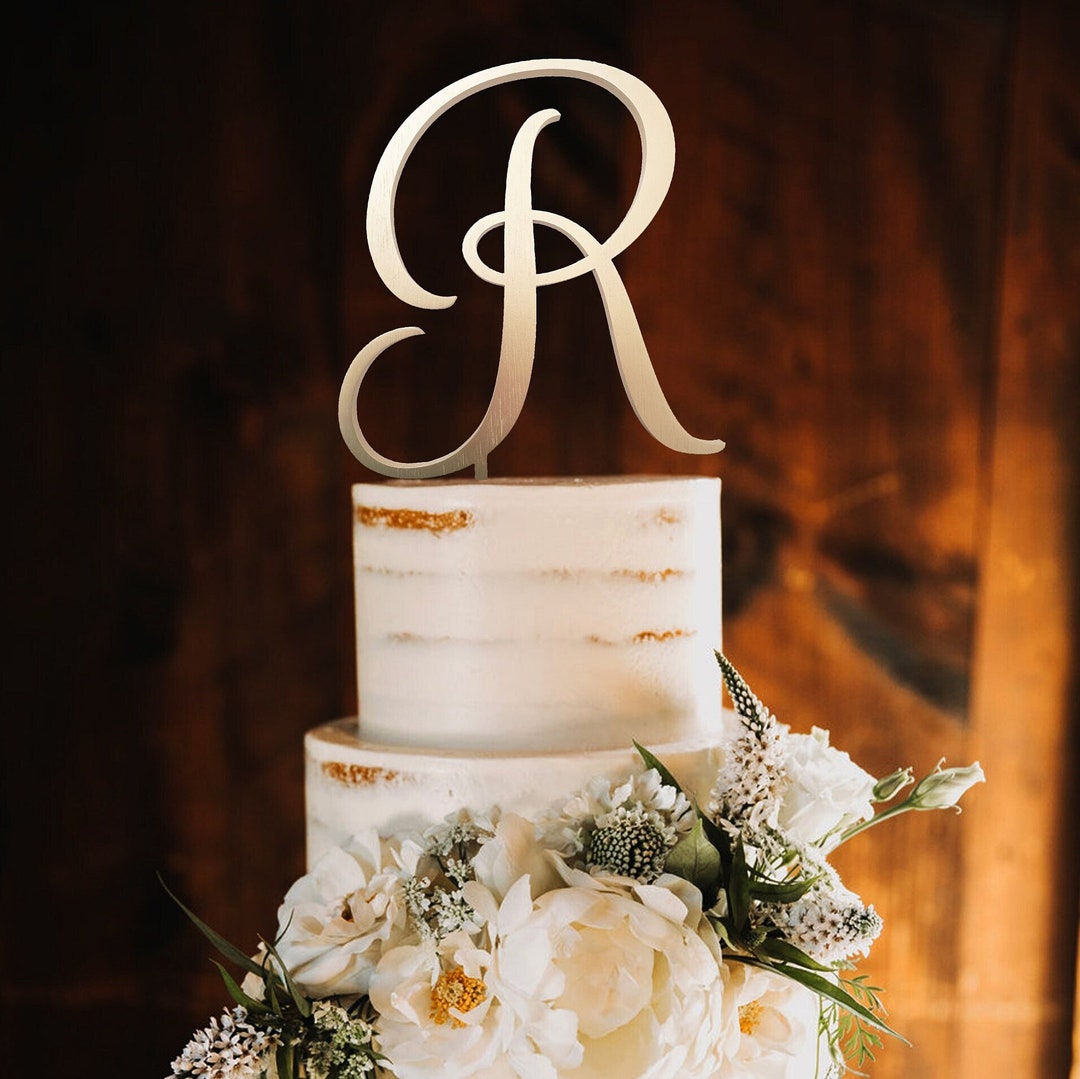 R Cake Topper, Wedding Cake Topper, Monogram Cake Topper, Initials Cake ...