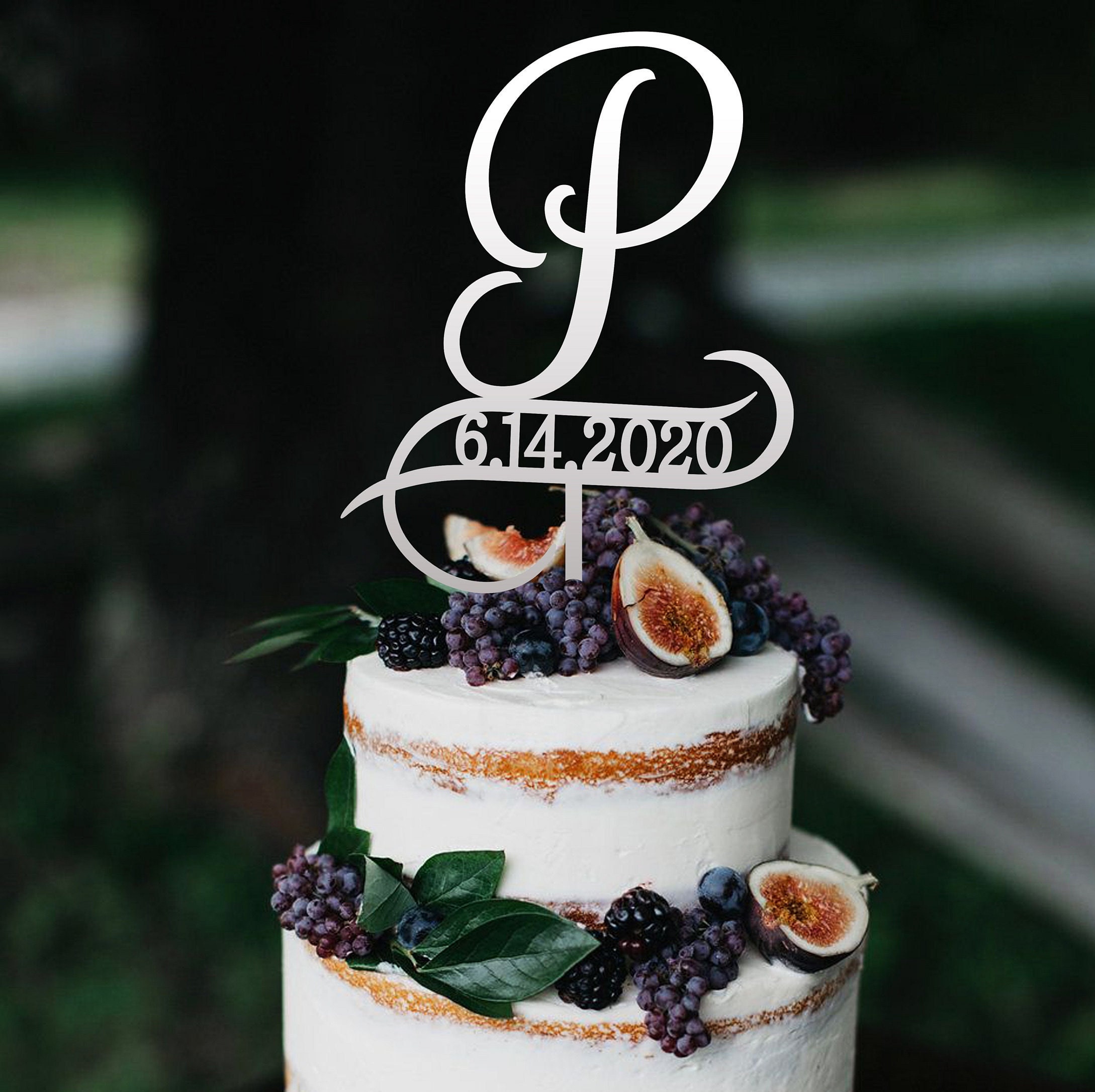 Gold Monogram Wedding Cake Toppers