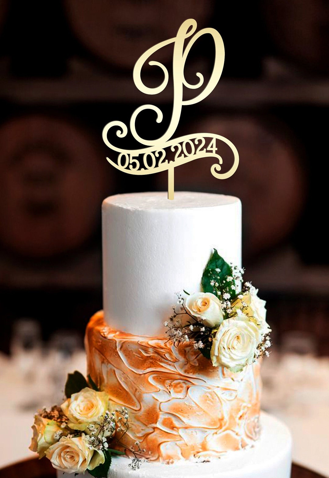 Wedding Cake Topper, Initials Caketopper, Data Cake Topper, P Cake ...