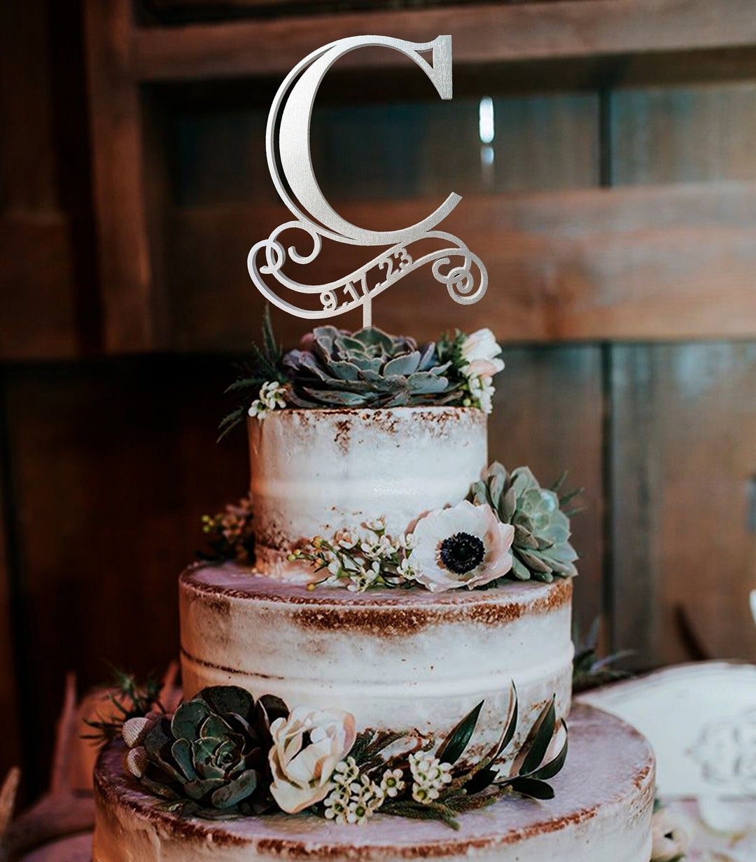 C Cake Topper, Wedding Cake Toppers, Monogram Wedding Cake Topper ...