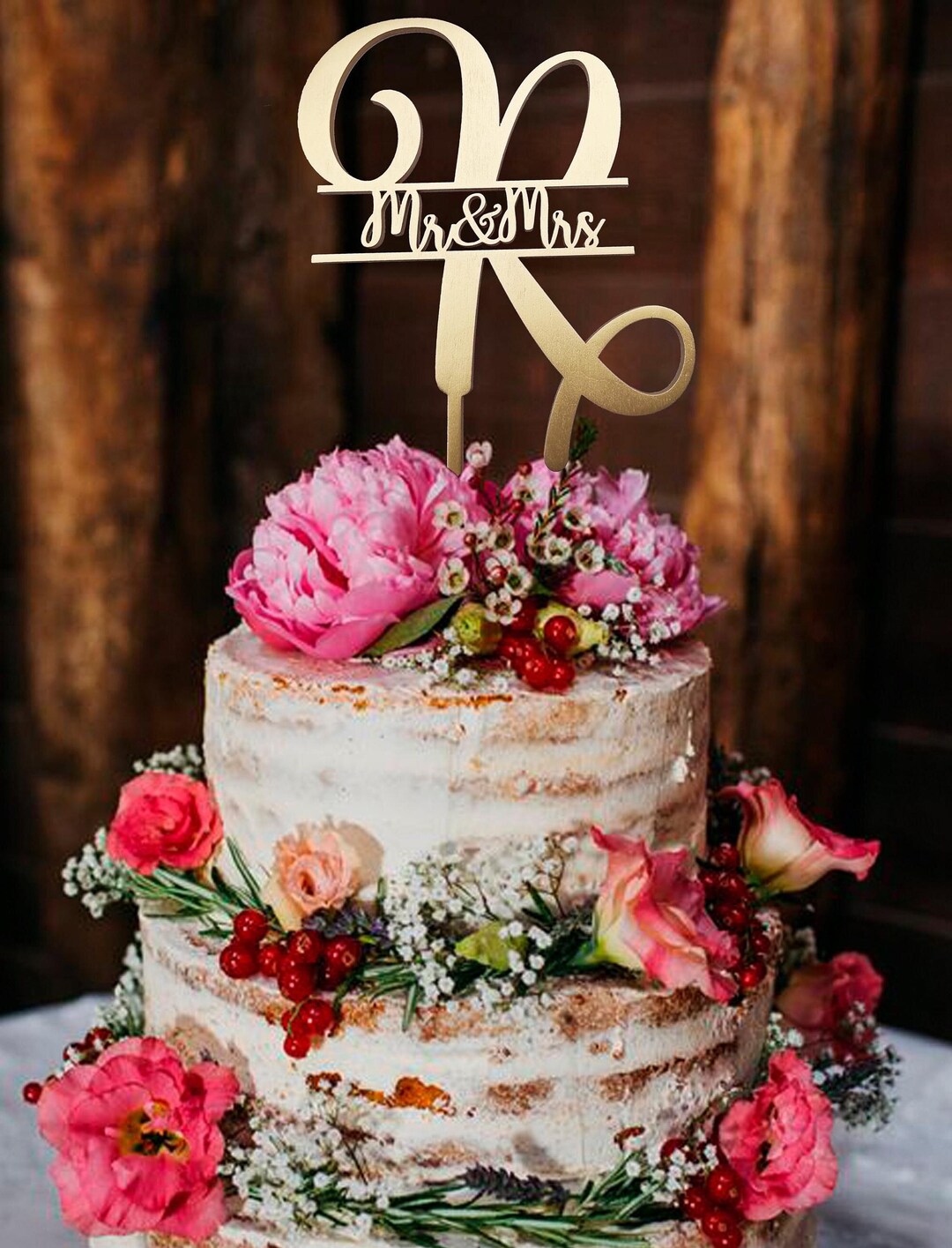 Wedding Cake Topper, Custom Script Cake Topper for Wedding, Mr Mrs Cake ...