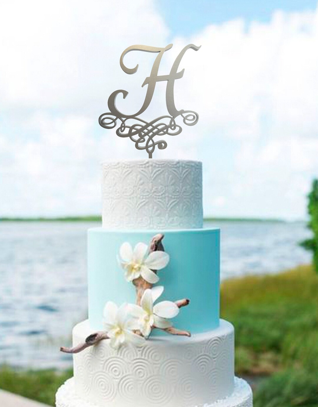 H Cake Topper Wedding Caketopper Initials Cake Topperrustic - Etsy