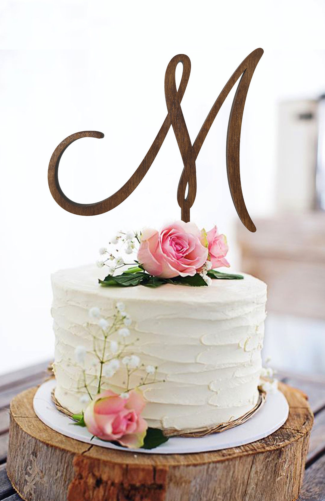 M Cake Topper, Wedding Cake Topper, Initials Cake Topper, Single Letter ...